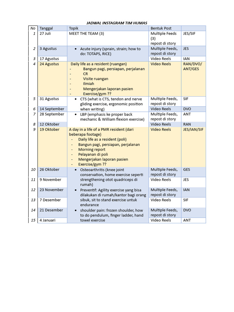 JADWAL HUMAS Juli Des 2024 | PDF