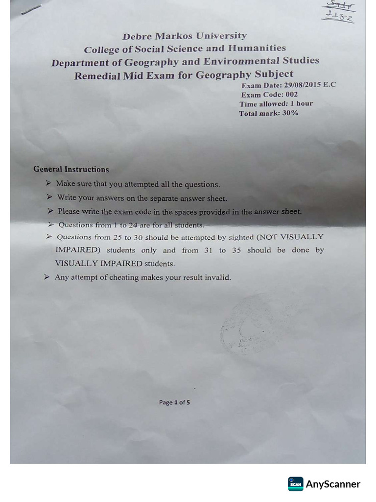 Geography Mid - Exam | PDF