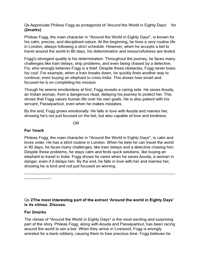 Phileas Fogg Protagonist | PDF | Around The World In Eighty Days