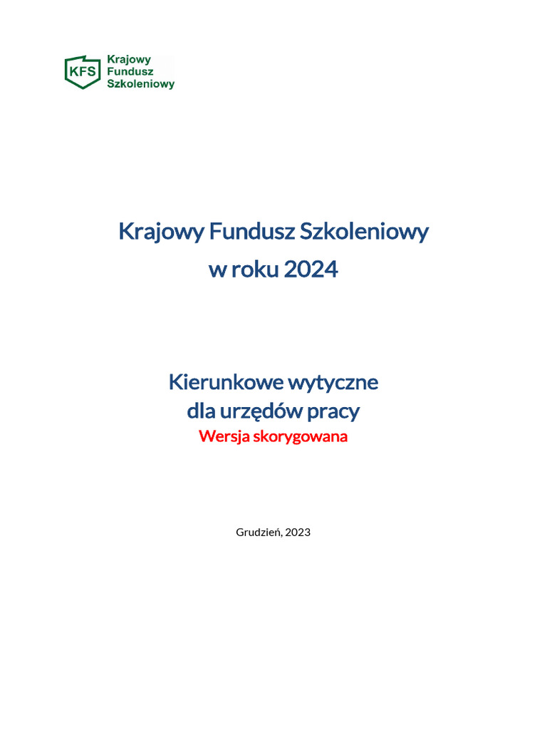 KFS 2024 Wytyczne Dla Urzedow Pracy v2 1042009 | PDF