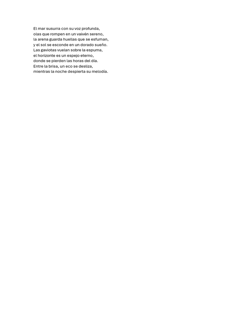 El Mar Susurra Con Su Voz Profunda | PDF