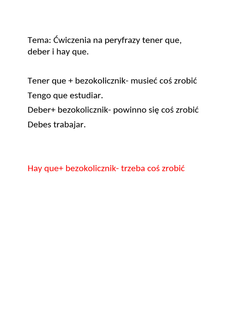 Tener Que Deber Hay Que Zrobione | PDF