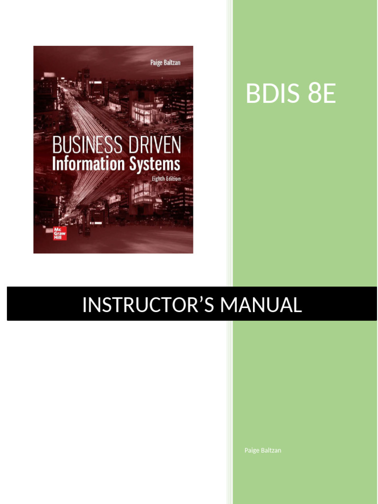 Baltzan BDIS 8e CH01 Instructor Manual-2 | PDF
