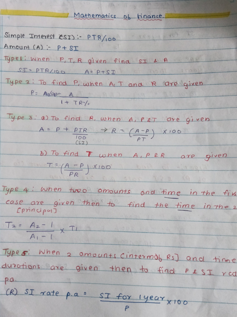 Mathematics of Finance Formula | PDF