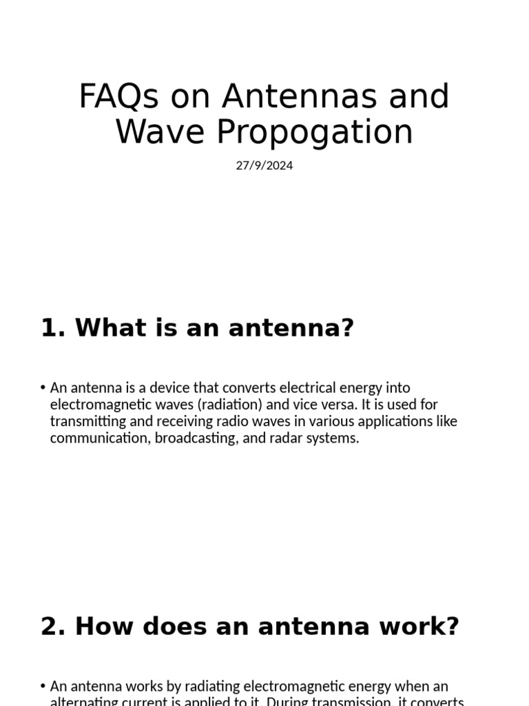 FAQs on Antennas and Wave Propogation | PDF