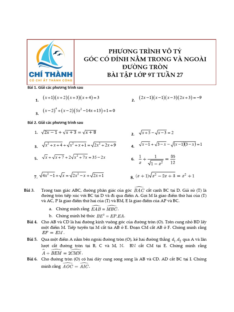 Bai Tap Lop 9T Tuan 27 | PDF