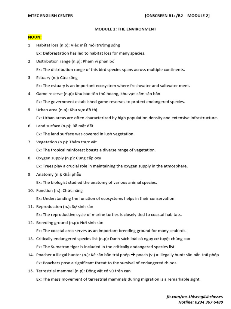 1 Bản Module 2 Onscreen B1 - B2 Vocab List | PDF
