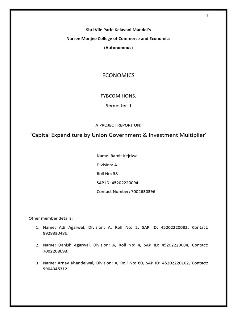 Economics Semester 2 Project | PDF