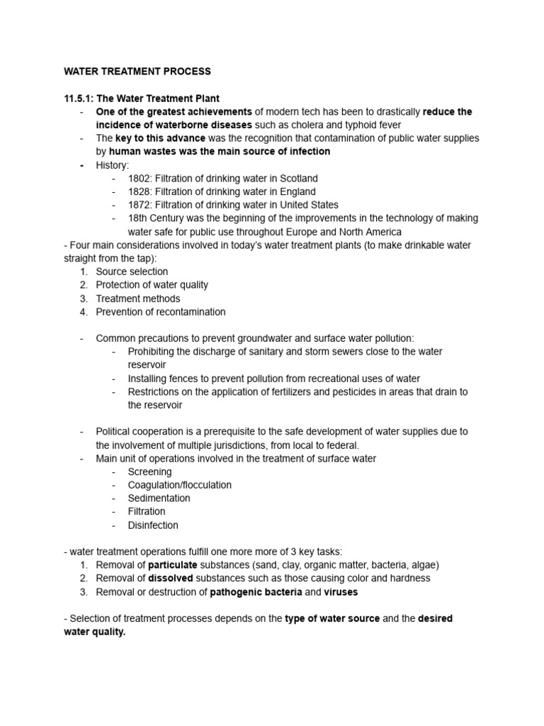 Water Treatment Process | PDF