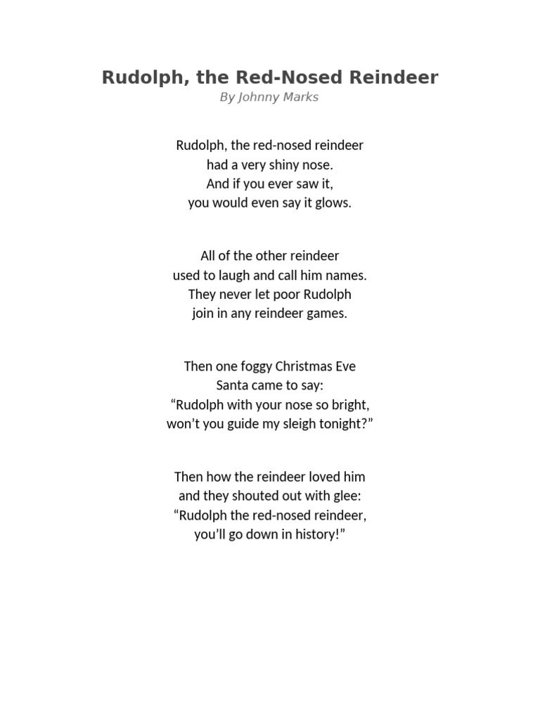 Rudolph The Red-Nosed Reindeer | PDF
