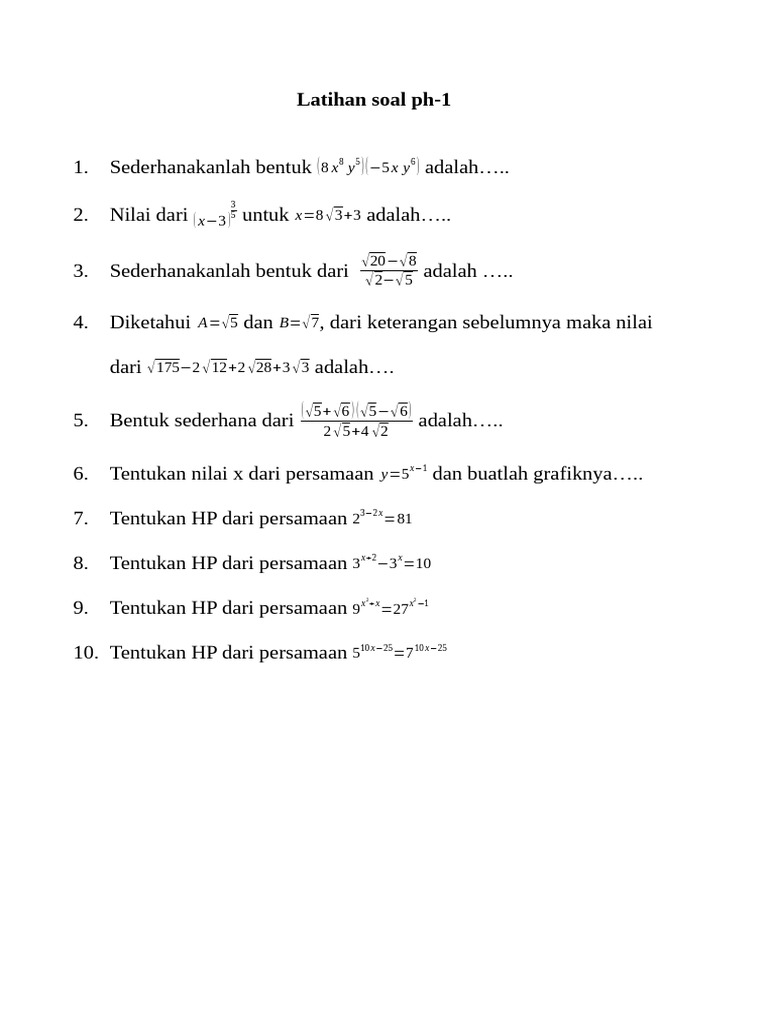 Latihan Soal Ph-1 | PDF