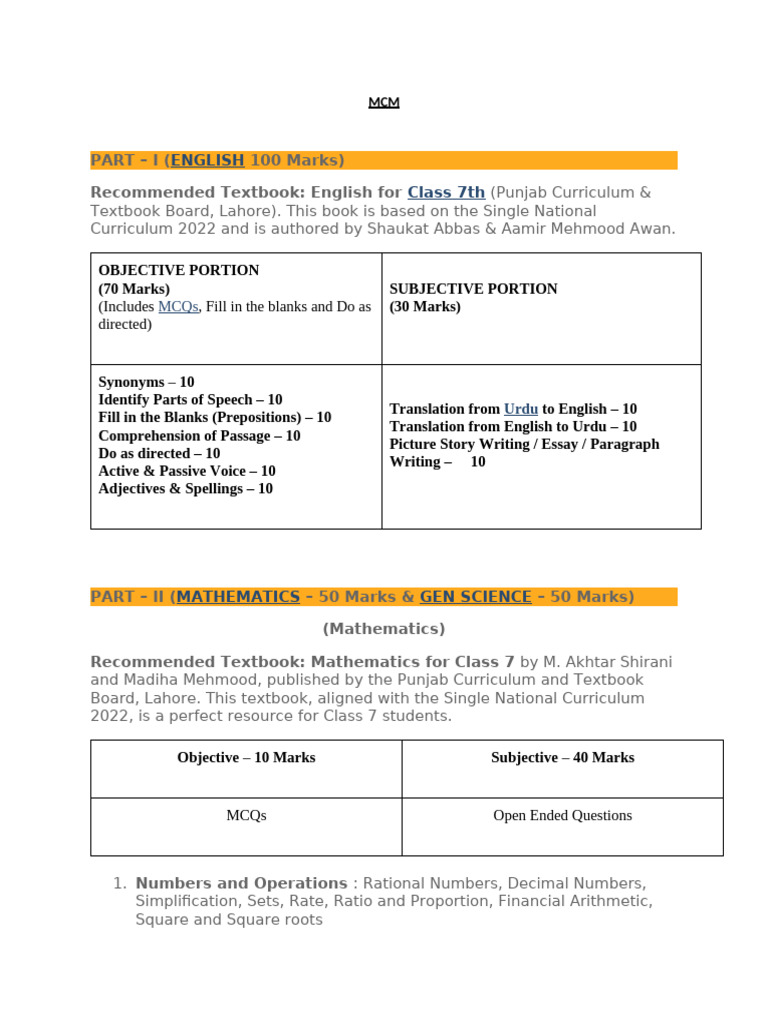 MCM Syllabus | PDF