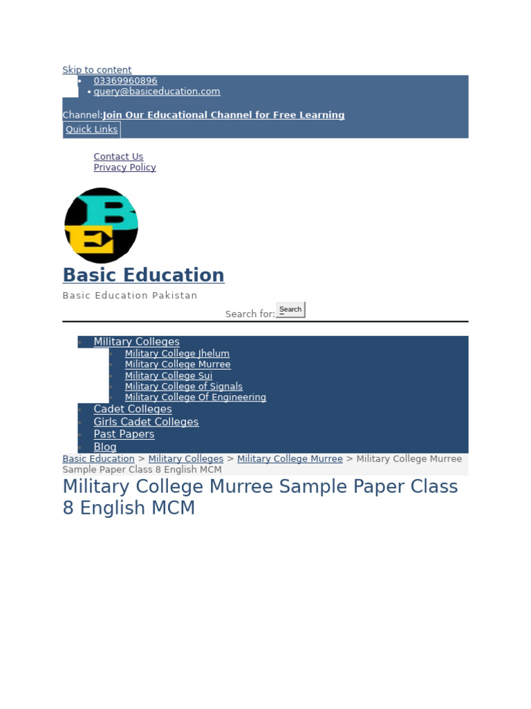 English MCM Past Paper | PDF