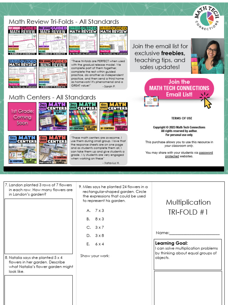 Math Review Tri-Folds - All Standards: Join The Email List For ...