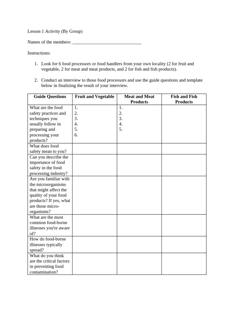 Lesson 1 Activity 1 | PDF