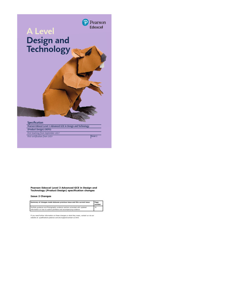 Pearson Edexcel Level 3 GCE in Design and Technology Specification ...