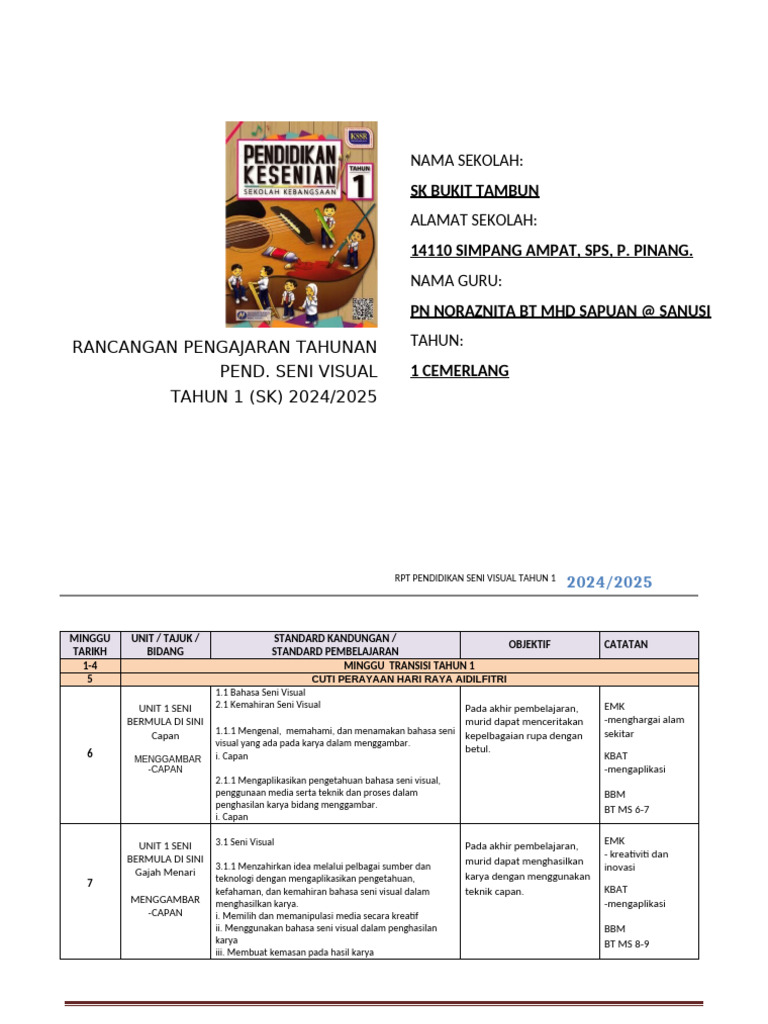 Rpt-Psv-Tahun 1 | PDF