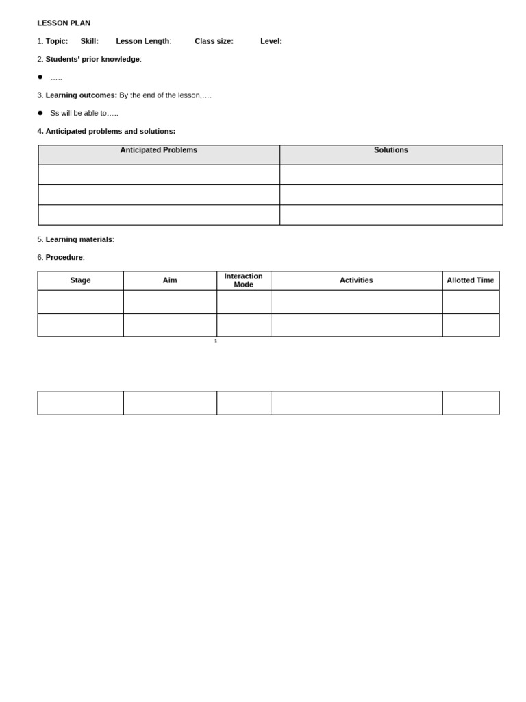 Lesson Plan Template | PDF