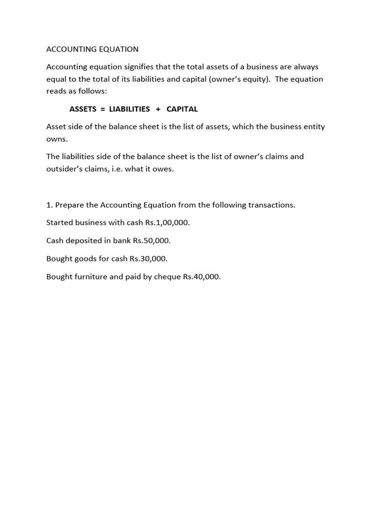 Accounting Equation Pdf