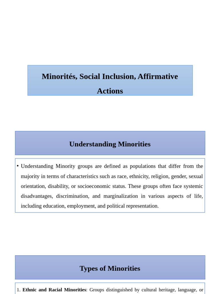 Minorities, Social Inclusion, Affirmative Actions | PDF