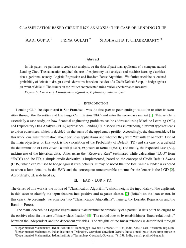 C: T L C: Keywords: Credit Risk Classification Algorithm Exploratory ...
