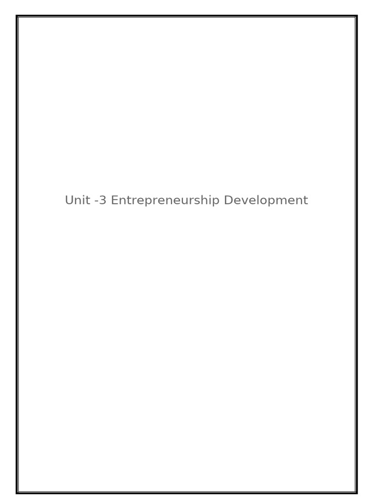 Unit 3 Entrepreneurship Development | PDF