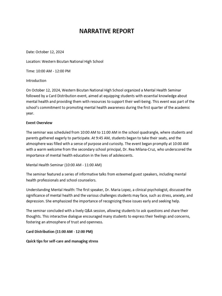 NARRATIVE-REPORT | PDF