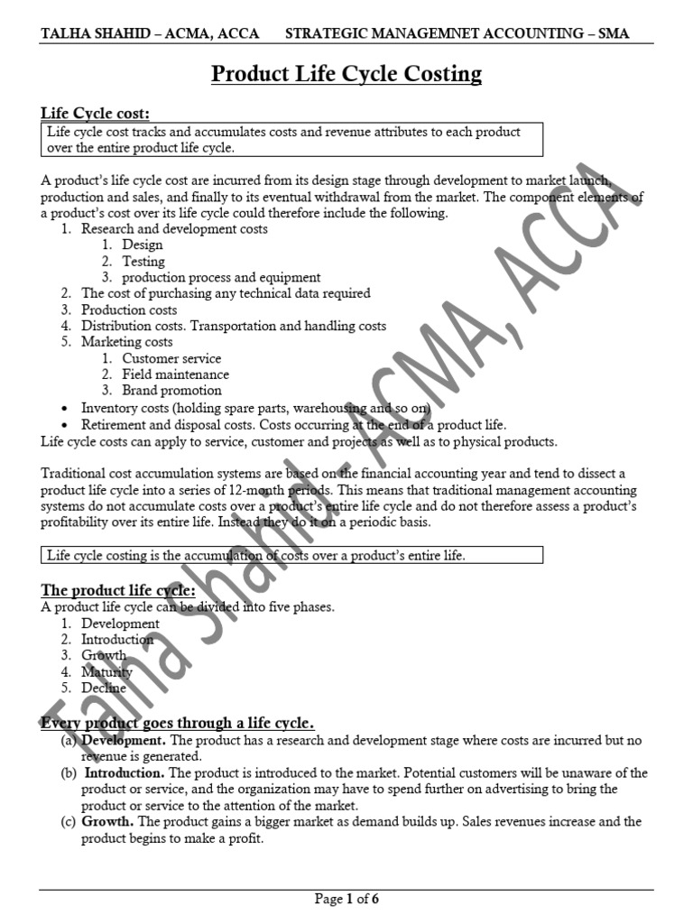 Product Life Cycle Costing - Question-2 | PDF