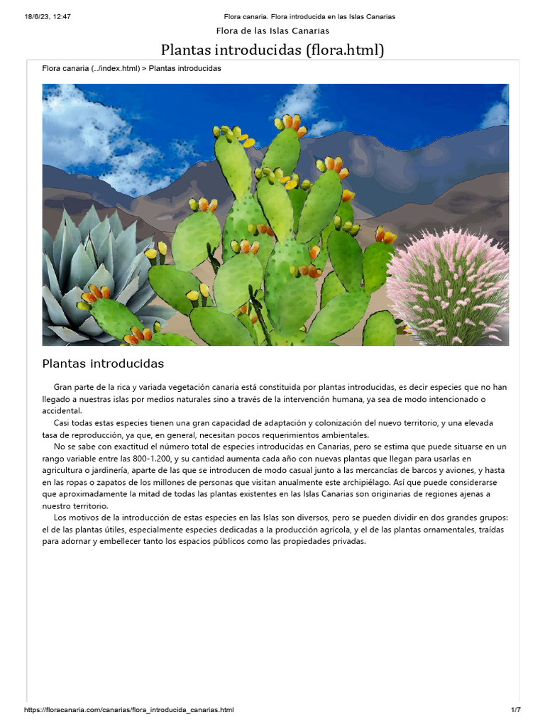 Flora Canaria. Flora Introducida en Las Islas Canarias | PDF