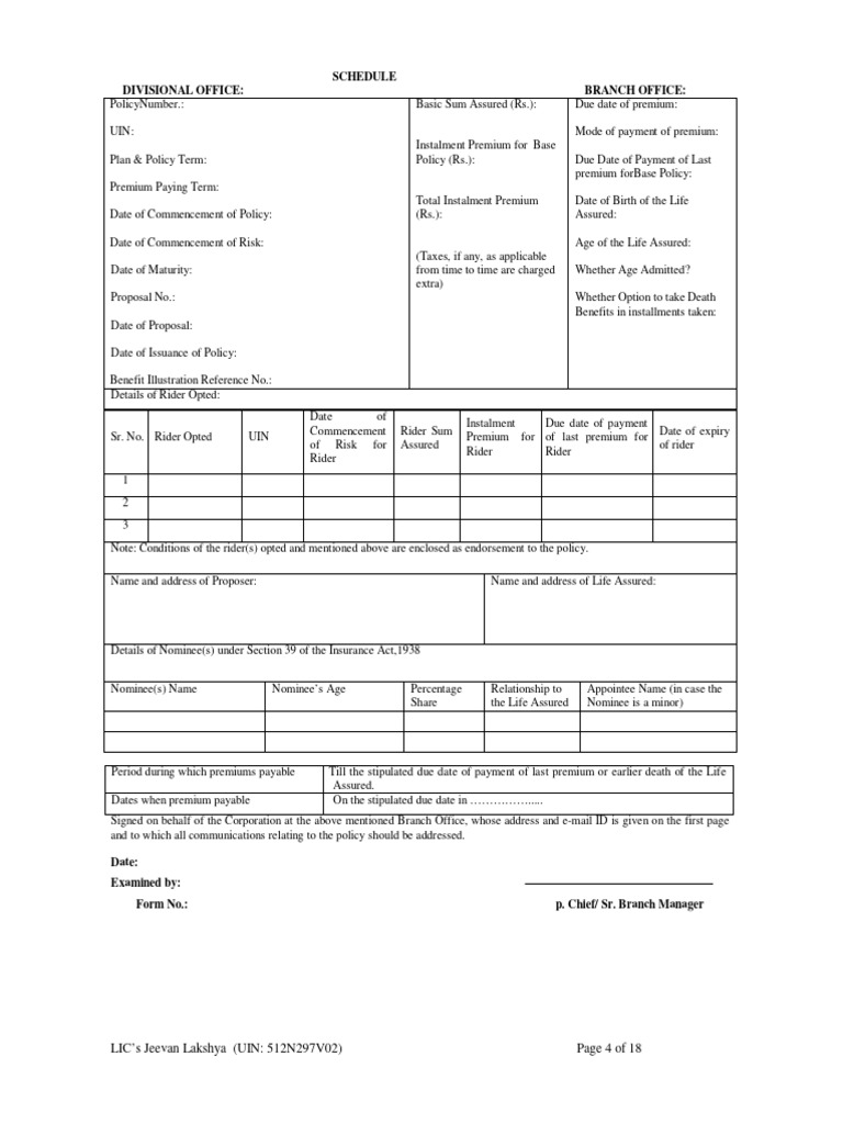 Schedule of Insurance Payment Form | PDF | Insurance | Business Law