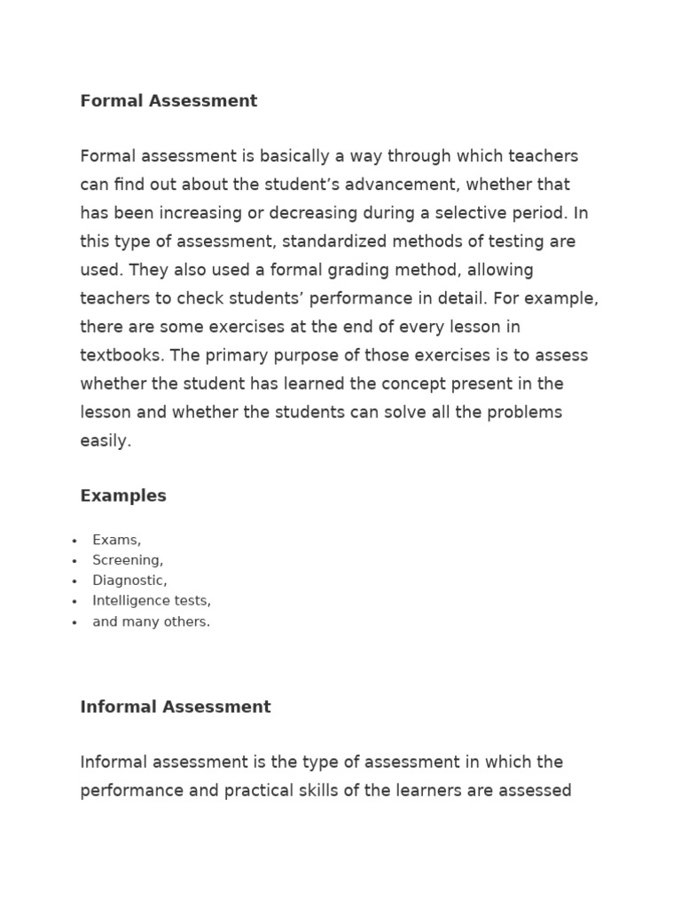 Formal & Informal Assessment | PDF