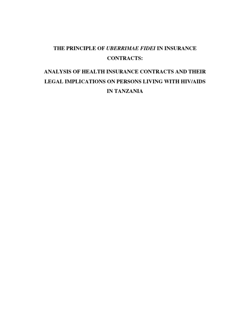 The Principle of Uberrimae Fidei in Insu | PDF
