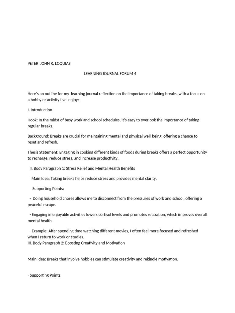 Learning Journal Unit 4 | PDF | Mental Health | Creativity