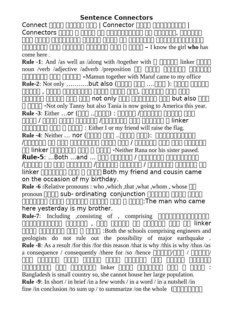 Sentence Connectors | PDF