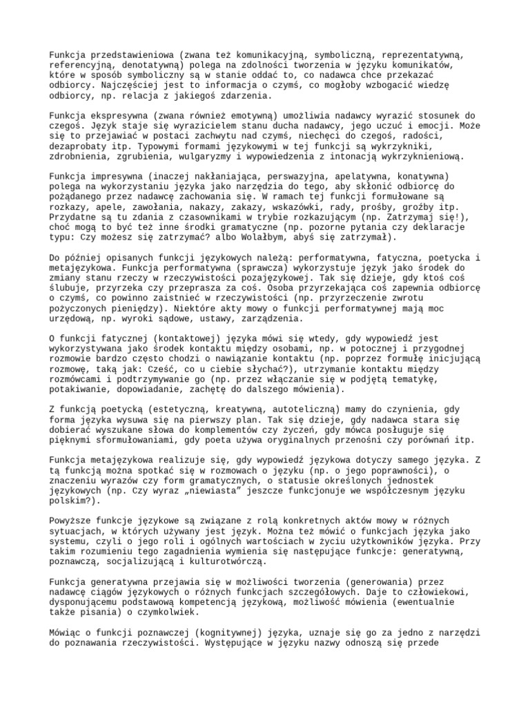 Funkcje Językowe | PDF
