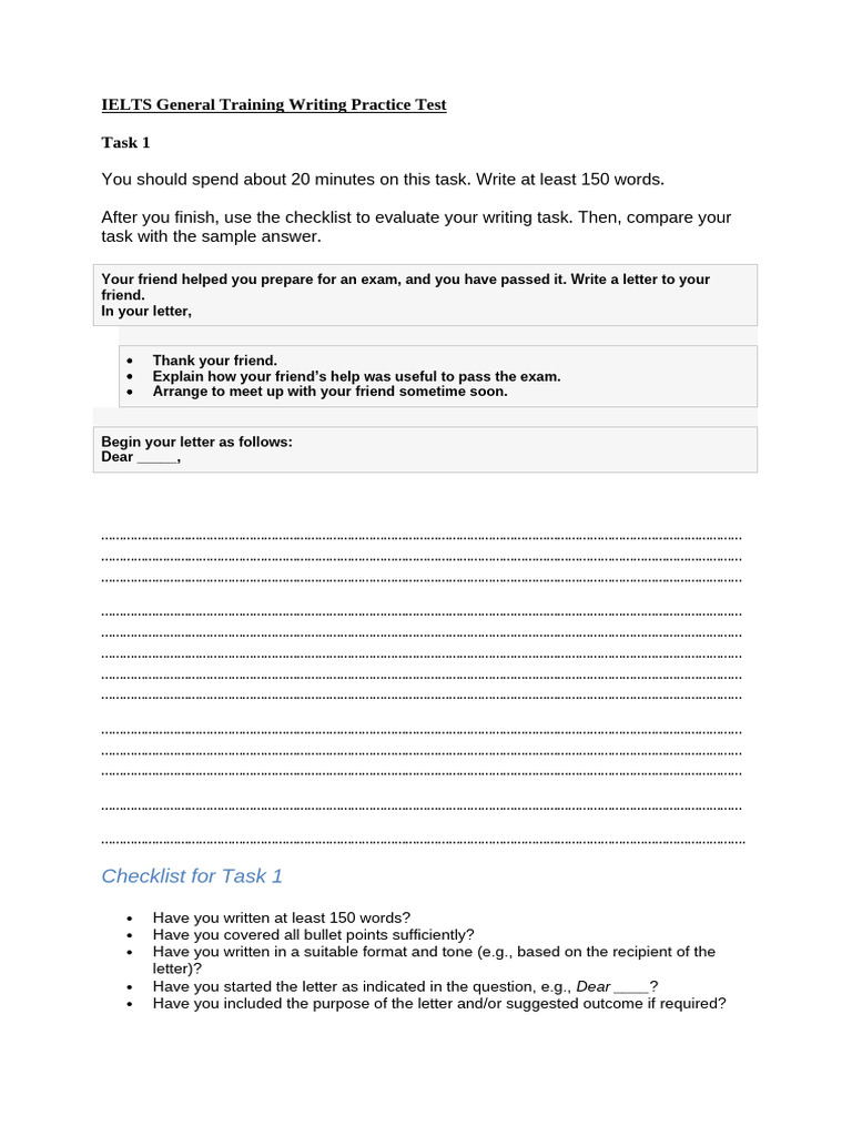 IELTS General Training Writing Practice Test Part 01 | PDF | Career ...