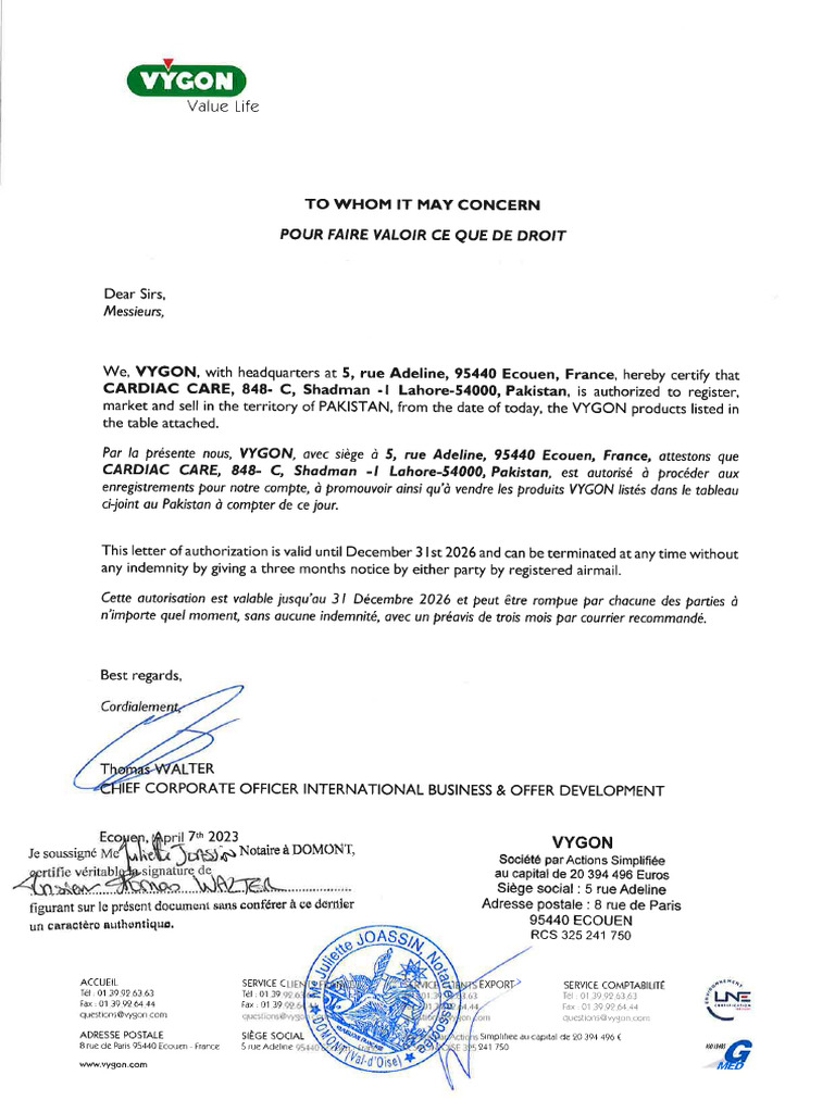 Al Cardiac Care Pakistan 2023 - Notarized | PDF