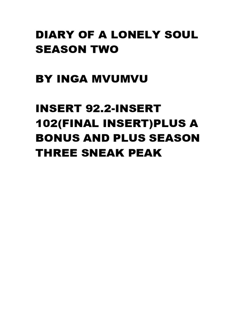 Diary of A Lonely Soul Season Two Last Inserts | PDF