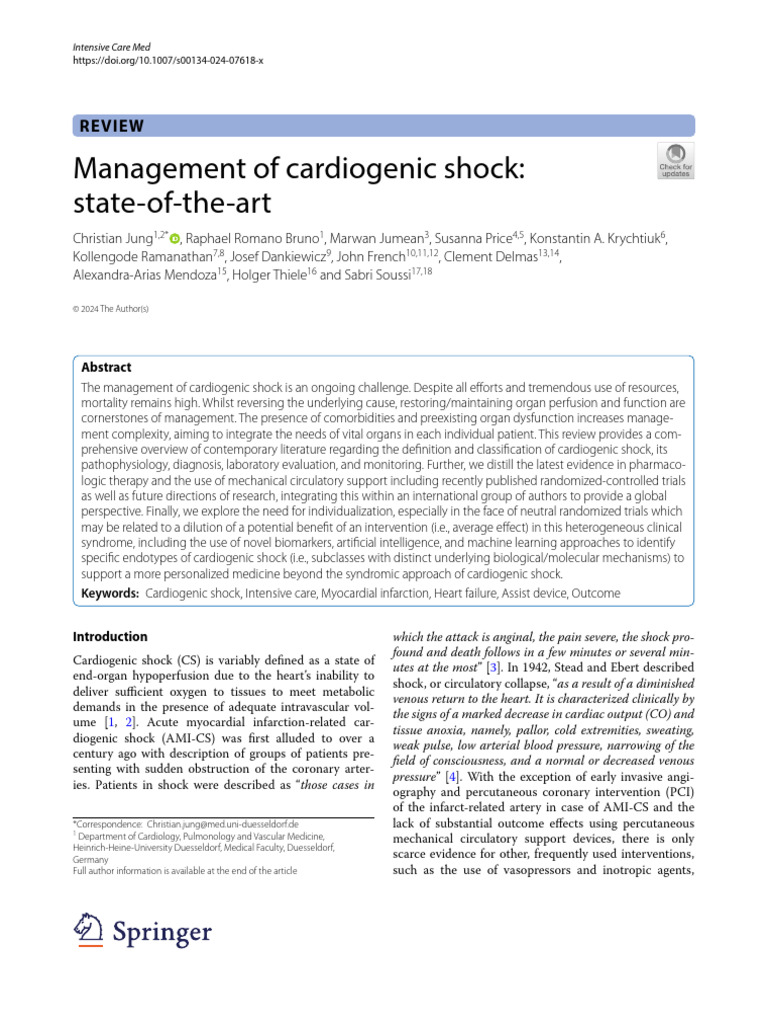 Cardiogenic Shock @MedicineCurriculum | PDF