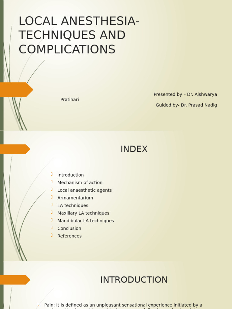 Local Anesthesia- Techniques and Complications-1 | PDF