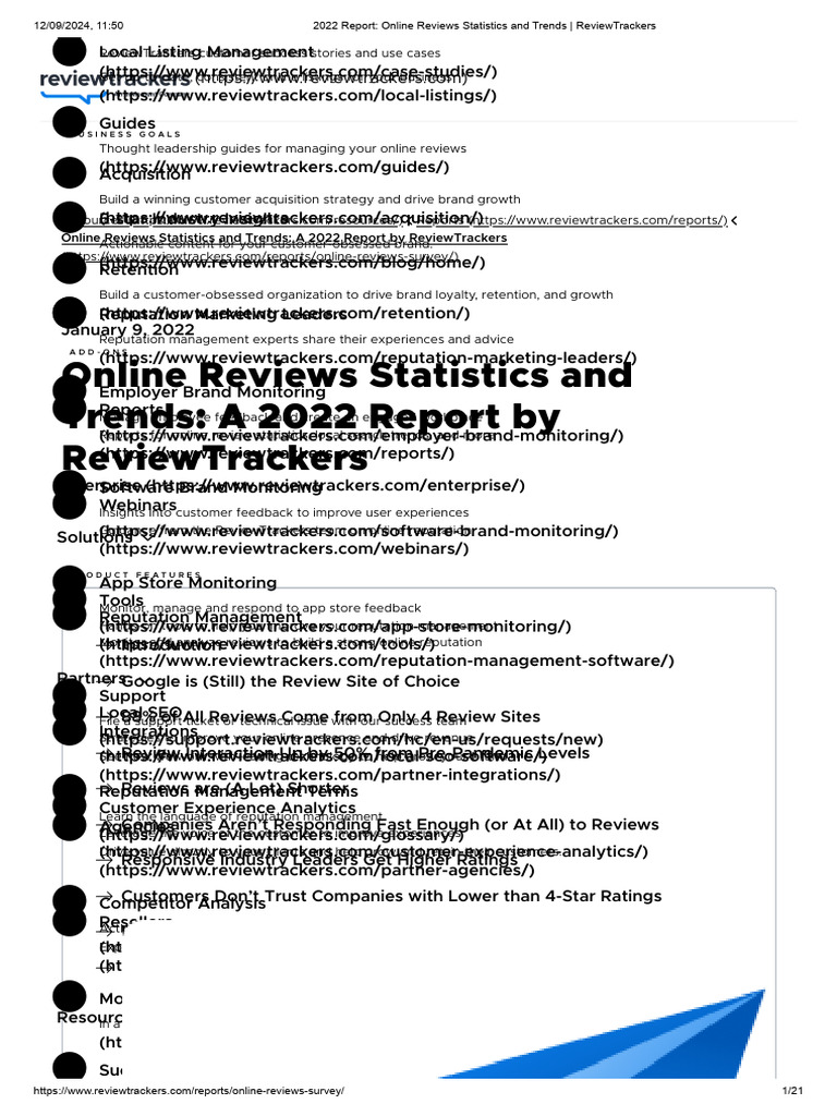 2022 Report_ Online Reviews Statistics and Trends _ ReviewTrackers | PDF