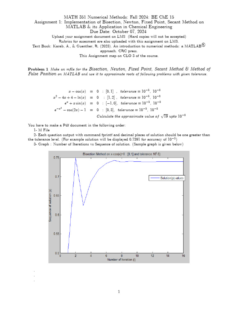 Assignment 1 MATLAB | PDF