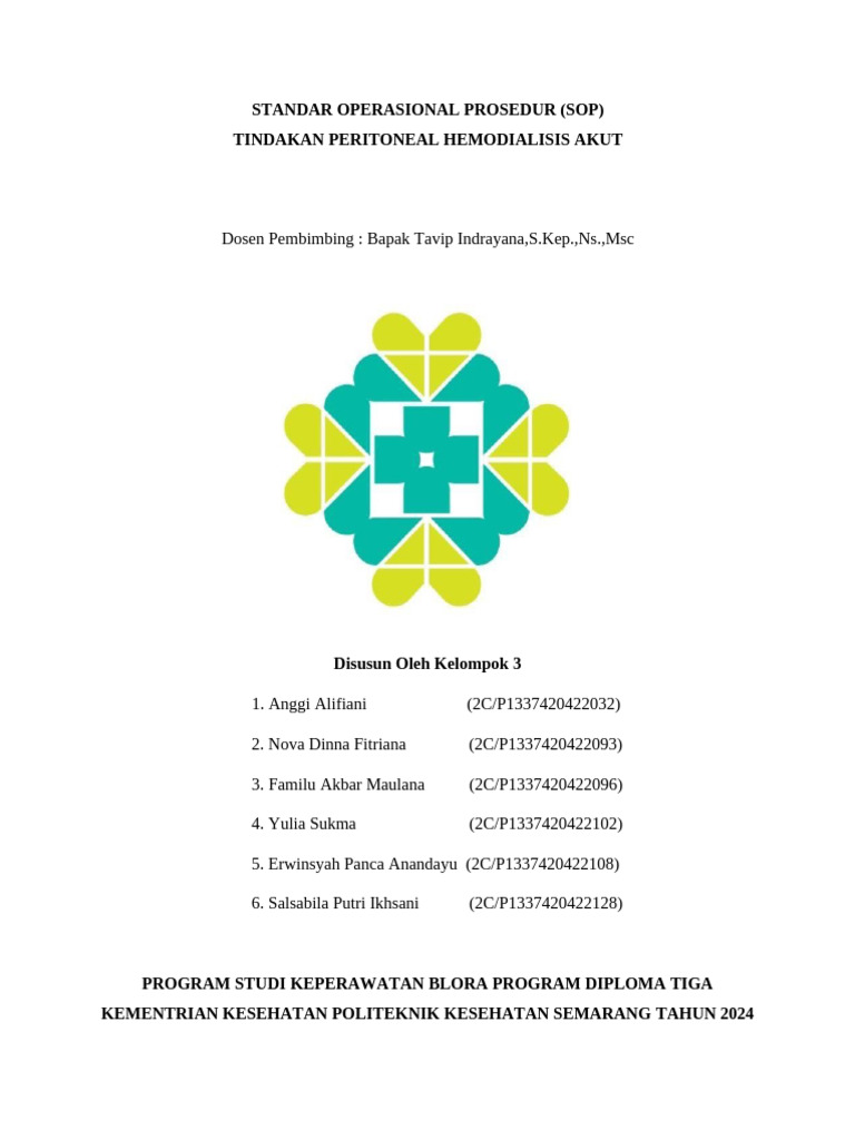2C - Kelompok 3 - Sop Peritoneal Hemodialisis | PDF