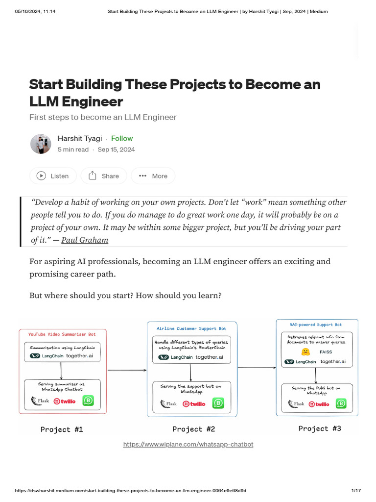 Start Building These Projects To Become An LLM Engineer - by Harshit ...