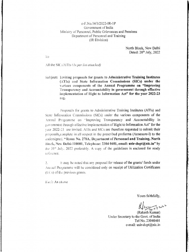RTI - Guidelines For ATIs and SICs | PDF