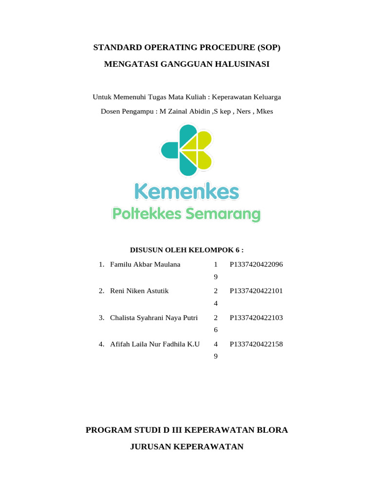 SOP - Halusinasi - Kel 6 | PDF