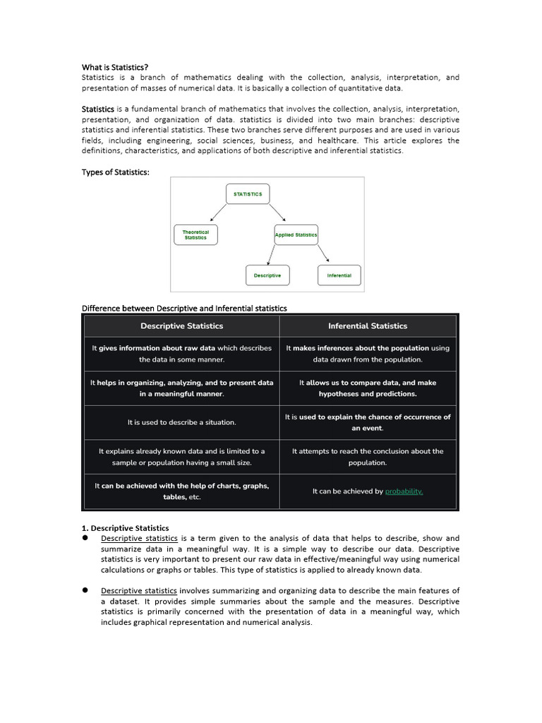 Descriptive vs Inferential Stat by Enriquez | PDF