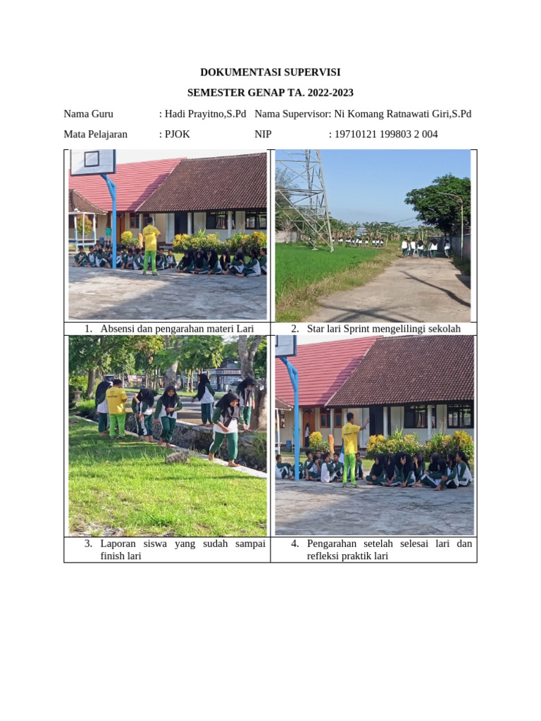 Dokumentasi Supervisi Hadi Prayitno Pjok Jan 2023 | PDF