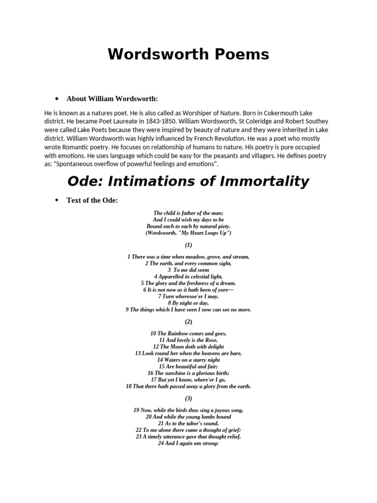 Wordsworth Poems | PDF