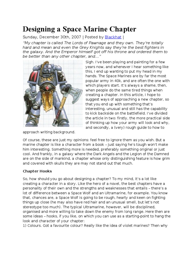 Designing A Space Marine Chapter | PDF | Armed Conflict